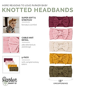 Parker Baby Girl Headbands - 5 Pack of Cable Knit Nylon Bows for Girls -"Matilda Set"