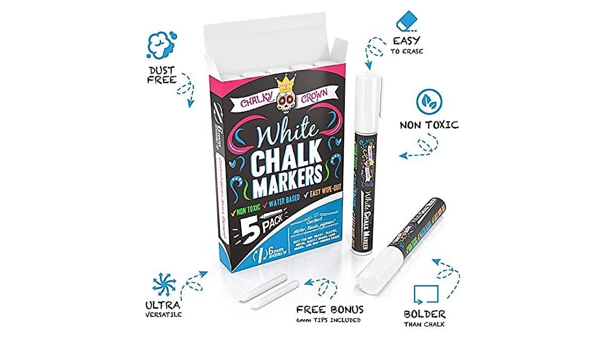 CHALKY CROWN Liquid Chalk Markers - 5 Pack Set