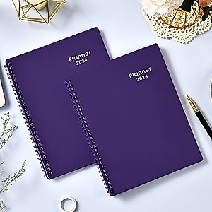 2024 Planner - 2024 Planner Spiral Bound, Jan. 2024 - Dec. 2024, 8”× 10”, 2024 Weekly & Monthly Planners for Women/Man with Printed Monthly Tabs, Strong Twin-Wire Binding, Waterproof Cover