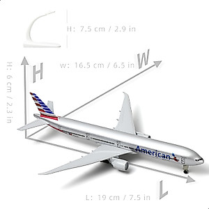 QIYUMOKE Boeing 777 AA Airlines 1/300 Diecast Metal Airplane Model 777 Airplane Model for Adult with Stand (8.3 inches Long) Aviation Enthusiasts Gifts, Desktop Display Decorations