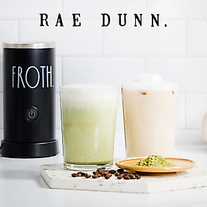 Rae Dunn Electric Milk Frother Steamer -Stylish Automatic Milk Steamer and Frother, Milk Warmer, Hot and Cold Foam Maker for Coffee, Latte, Cappuccino, Macchiato - 550 Watt (Black)