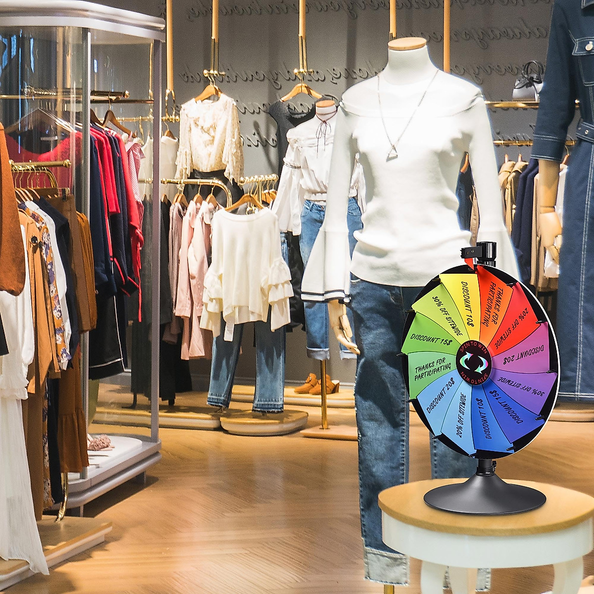 WinSpin 24" Dual Use Prize Wheel Tabletop and Floor Stand Adjustable 12 Slots Heavy Duty Dry Erase Spinning Fortune Wheel for Carnival Spinner Game & Tradeshow, Breeze Wheel Series