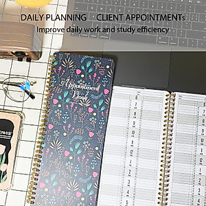 bolimoss Flower Appointment Book - 2024 Salon Appointment Book, Daily Hourly Planner, 11.5" x 4.7", 2 columns, undated, 6am to 9pm, double wire binding, 200 pages, nice bookmark