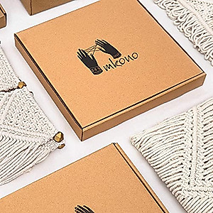 Mkono Set of 3 Wood Wall Hanging Shelves Boho Decor and Set of 4 Macrame Plant Hanger