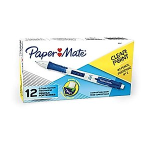 Paper Mate Clearpoint Mechanical Pencils, 0.7mm, HB #2, Blue Barrels, 12 Count
