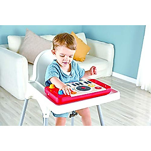 Hape Kids Portable DJ Mix and Spin Studio Music Toy Playset with Lights, Sound, and 18 Key Keyboard for Kids Ages 1 to 5 Years , Red