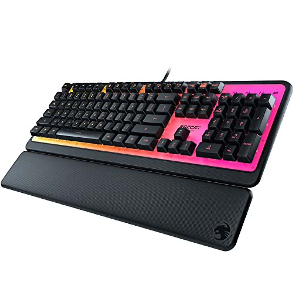 ROCCAT Magma Silent Membrane Switch PC Gaming Keyboard with 5 Zone/10 LED AIMO RGB Top Plate and Detachable Palm Rest - Black