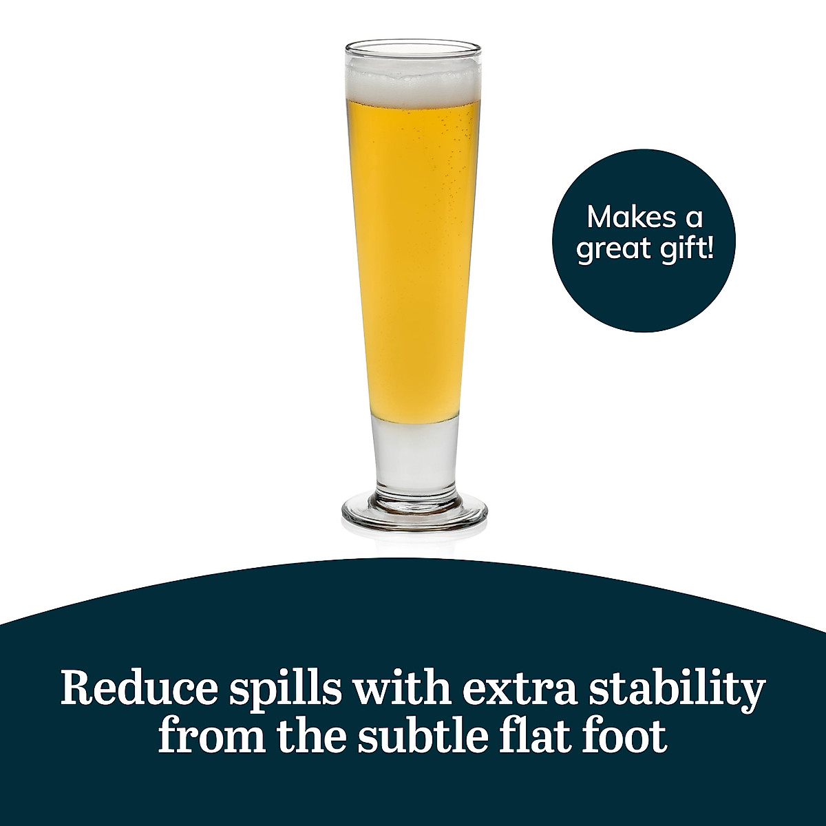 Libbey Stockholm Pilsner Beer Glasses, 14.5-ounce, Set of 4