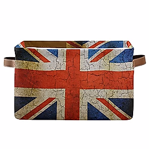 ALAZA Retro Union Jack Flag Foldable Storage Box Storage Basket Organizer Bins with Handles for Shelf Closet Living Room Bedroom Home Office 1 Pack