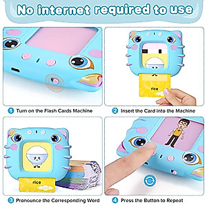 Learning Toys for Toddler 2-6 Year Old, Talking Flash Cards Machine with 112 Flash Cards, 224 Sight Words, Speech Therapy Toys, Autism Toys Gifts for Toddler Stocking Stuffers Gifts for Kids, Blue