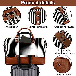 CAMTOP Weekender Bags for Women Travel Duffle Overnight Weekend Bag with Toiletry Bag and Shoe Compartment (50L,Stripes)