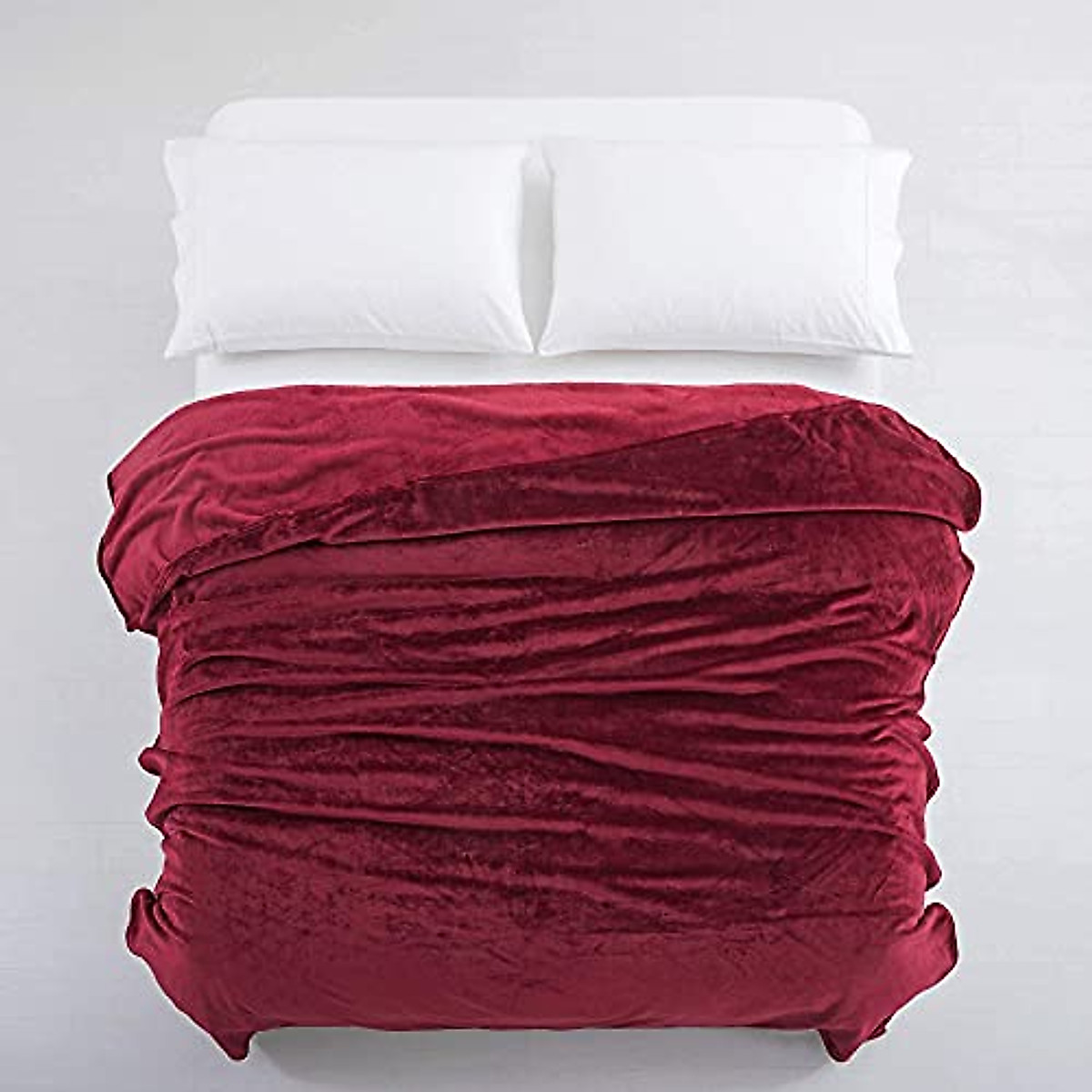 MOONLIGHT20015 Silk Touch Warm Fleece Throw Blankets - 400 GSM Throws for Sofa Fluffy Blanket Bed Throw for Bedroom, Couch, Travel (Burgundy, Twin 60" x 80")