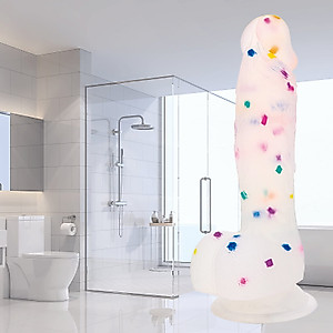 Realistic Clear Dildo for Beginners, 7.6 Inch Silicone Thick Dildo with Strong Suction Cup for Vagina & Anal Play, Adult Sex Toy for Women Masturbation