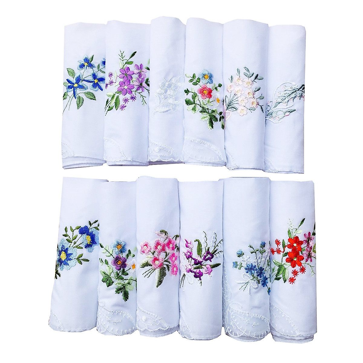 Cotton Embroidered Ladies Lace Handkerchiefs Pack