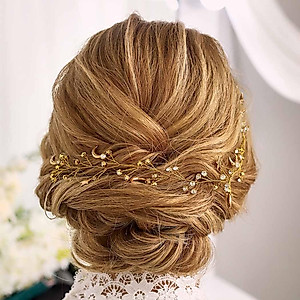 CASDRE Star Rhinestone Hair Vine Gold Moon Headpiece Bridal Headband Crystal Bride Wedding Hair Accessories for Women and Girls