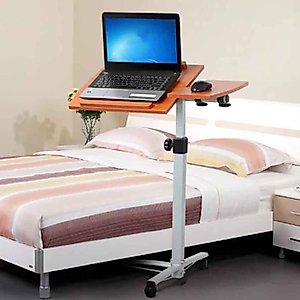 Lifting Computer Desk Mobile Standing Desk,Laptop Sit or Stand Desk on Wheels,Portable Workstation Coffee Breakfast Table Gaming Desk Adjustable Height PC Work Desk for Home Office Small Space,Brown