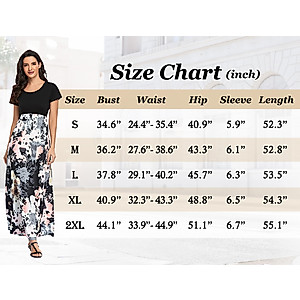 Lacavocor Womens Short Sleeve Maxi Dresses Empire Waist Long Dress, Large, B7