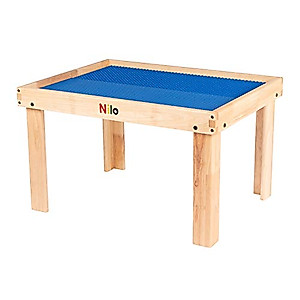 NILO Kids Activity Table Set with 2 Compatible with/Replacement for Detachable Double-Sided Baseplates/Boards/Mats Lego Duplo (N34 Play Table Without Holes, 24x32x20 and 2X Blue Base Plates 12x32)