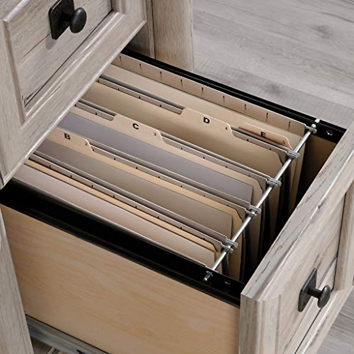 Sauder Palladia Desk with Hutch, L: 59.488" x W: 23.543" x H: 56.496", Split Oak Finish