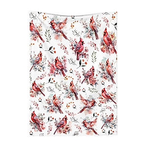 Red Bird Blanket Gifts Ultra Soft Cozy Throw Flannel Blanket, Lightweight Fuzzy Fleece Blanket Warm Plush Throw Blankets for Couch, Sofa, Bed, 40"x50" for Kids