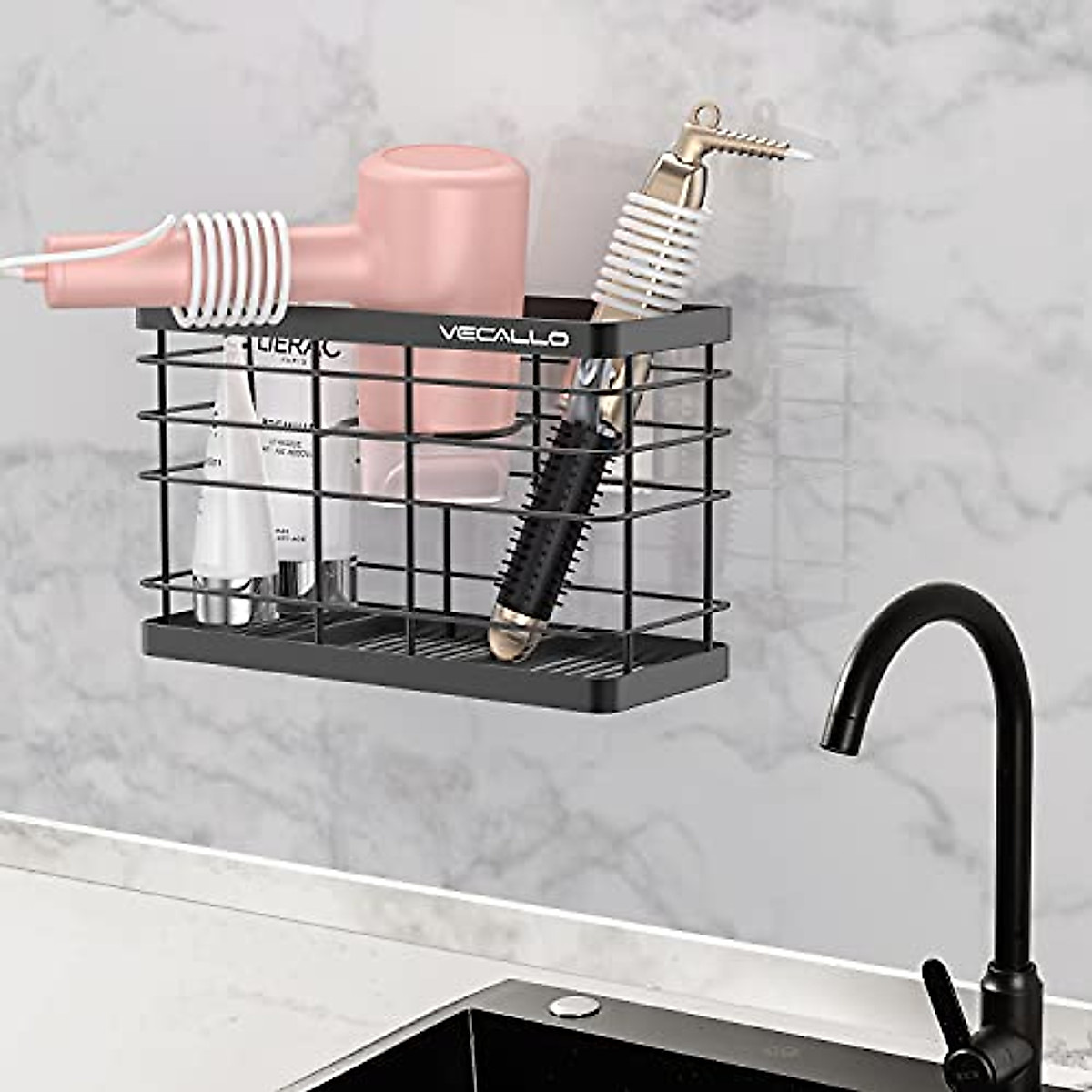 Hair Tool Organizer, Metal Wire Bathroom Wall Mount Hair Care Styling Tool Organizer Storage Basket for Hair Dryer, Flat Iron, Curling Wand, Hair Straightener Brushes Hot Hair Tool Holder