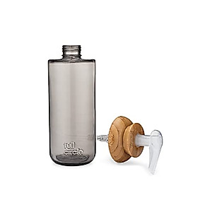 Full Circle Soap Opera Recycled Glass Gel Soap & Lotion Dispenser, Bamboo Lid, 12-Ounce, Gray Tinted