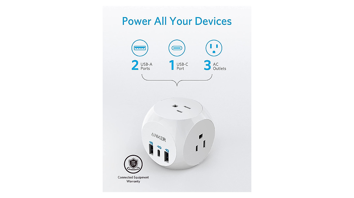 Anker Electrical Outlet Extender with 30W USB C Charger, Multi Plug ...
