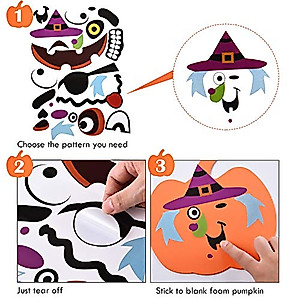 32 Pieces Halloween Foam Pumpkin Craft Kit and Pumpkin Foam Stickers Self Adhesive Halloween Stickers for Kid's Halloween Party Crafts Decorations