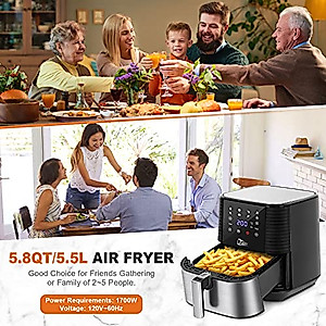 Air Fryer, Uten 5.8QT Oilless Oven, 2023 New Upgrade Air fryers Electric Oilless Cooking with LED Digital Touchscreen, 7 Presets Healthy Low Fat Cooking, Temperature&Time Adjustable, Nonstick Basket