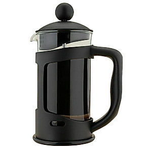 Classic Continental 350ml Black Cafetière – Premium Manual 3 Cup French Press Coffee Maker with Toughened Shockproof Glass Pot and Plunger Filter for Ground Beans Espresso Tea