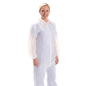 TRONEX 25 Pack Multilayer Nonwoven Disposable Coveralls with Open Ankles & Elastic Cuffs, White Disposable Jumpsuits (Extra Large)