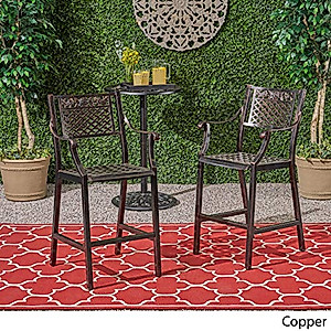 Christopher Knight Home Athena Outdoor 29" Aluminum Barstool (Set of 2), Copper Finish