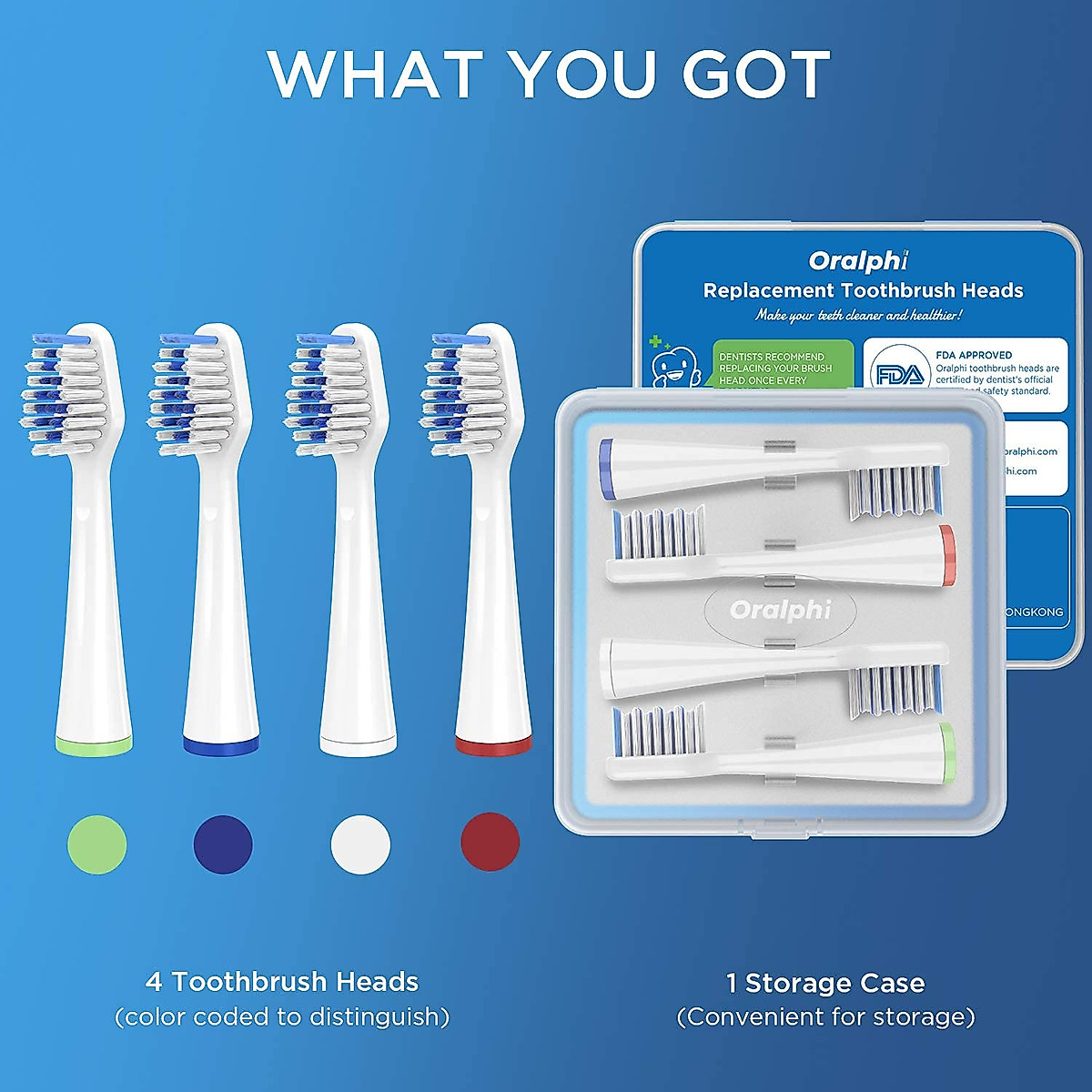 SRRB-4W Replacement Brush Heads for Waterpik Sensonic (SR-3000), Complete Care (WP-900), Complete Care 7.0 (WP-950, WP-952), Ortho Care (WP-940)