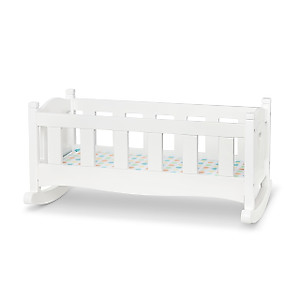 Melissa & Doug Mine to Love Wooden Play Cradle for Dolls, Stuffed Animals - White