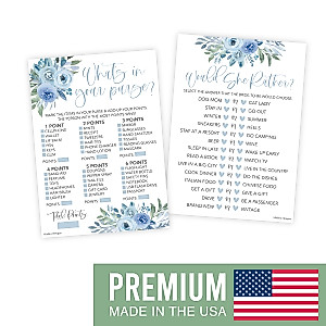 Hadley Designs 20 Floral Hilarious Bridal Shower Games For 20 Guests - Couples Wedding Shower Games, Would She Rather Bridal Shower Game Set, Whats In Your Purse Game Bridal Shower