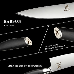 Kabson German Chef Knife Gift Box - 8'' Chef's Knives High Carbon Steel Paring Knife, With Ergonomic Handles, Professional Multipurpose Kitchen Knife with Sharpener and Finger Guard