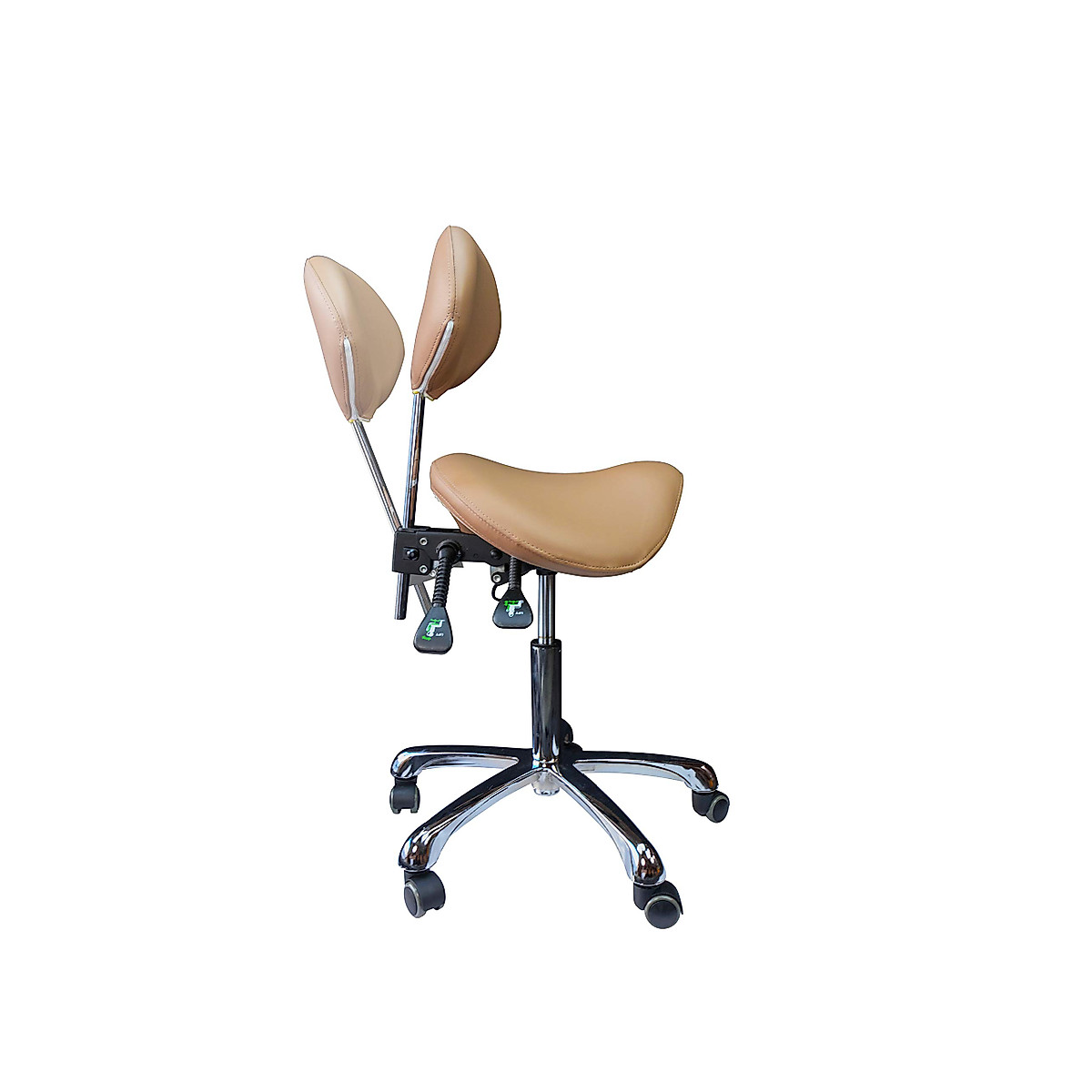 Spa Luxe Rolling Stool with Back Support for Beauty, Exam, Office and Home (Clay)