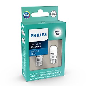 Philips 194WLED Ultinon LED Bulb (White), 2 Count (Pack of 1)
