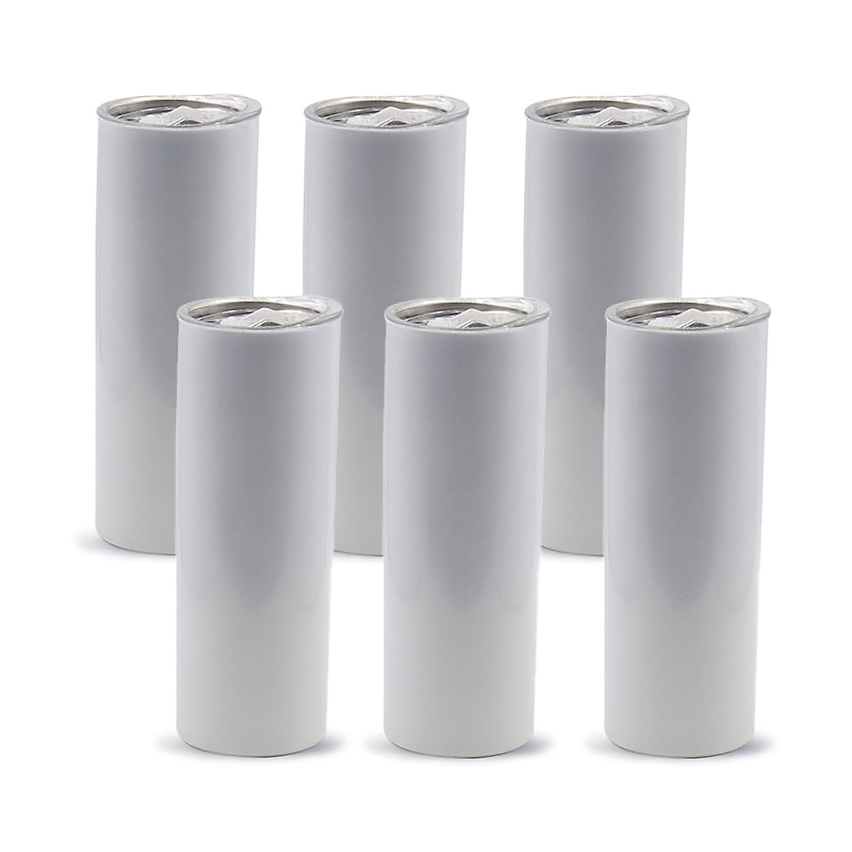 Kupresso 20oz Holographic Sublimation Tumblers, 6-Pack, Double Wall Insulated Stainless Steel, Leak Proof Lid & Straw Included, Ideal for Custom DIY Gifts, White