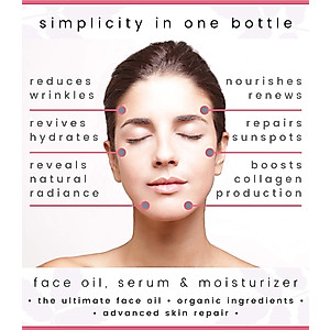 SOCO Botanicals Face Oil Serum - Anti Aging Organic Elixir for Face and Eyes with Sea Buckthorn, Argan, Rosehip & CoQ10, Neroli & Immortelle Essential Oil Blend