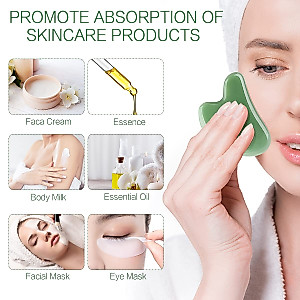 FUANKANG Gua Sha Facial Tools Stone Massage GuaSha Tool for Face (Green)