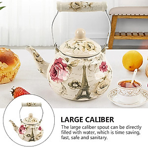 YARDWE Vintage Enamel Tea Kettle, 2. 5l Enamel Teapot Floral Enamel Tea Kettle Enamel Teapot Tea Kettle for Stove Top
