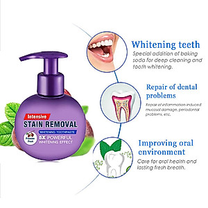 Baking Soda Toothpaste Teeth Whitening Toothpaste Natural Fluoride-Free Intensive Stain Removal Whitening Toothpaste Strong Power Cleaning Fight Bleeding Gums Press Toothpaste(Passion Fruit)