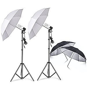 SLOW DOLPHIN Photography Umbrella Lighting Kit,400W 5500K Daylight Photo Portrait Continuous Reflector Lights for Camera Video Studio Shooting White/Black Umbrella