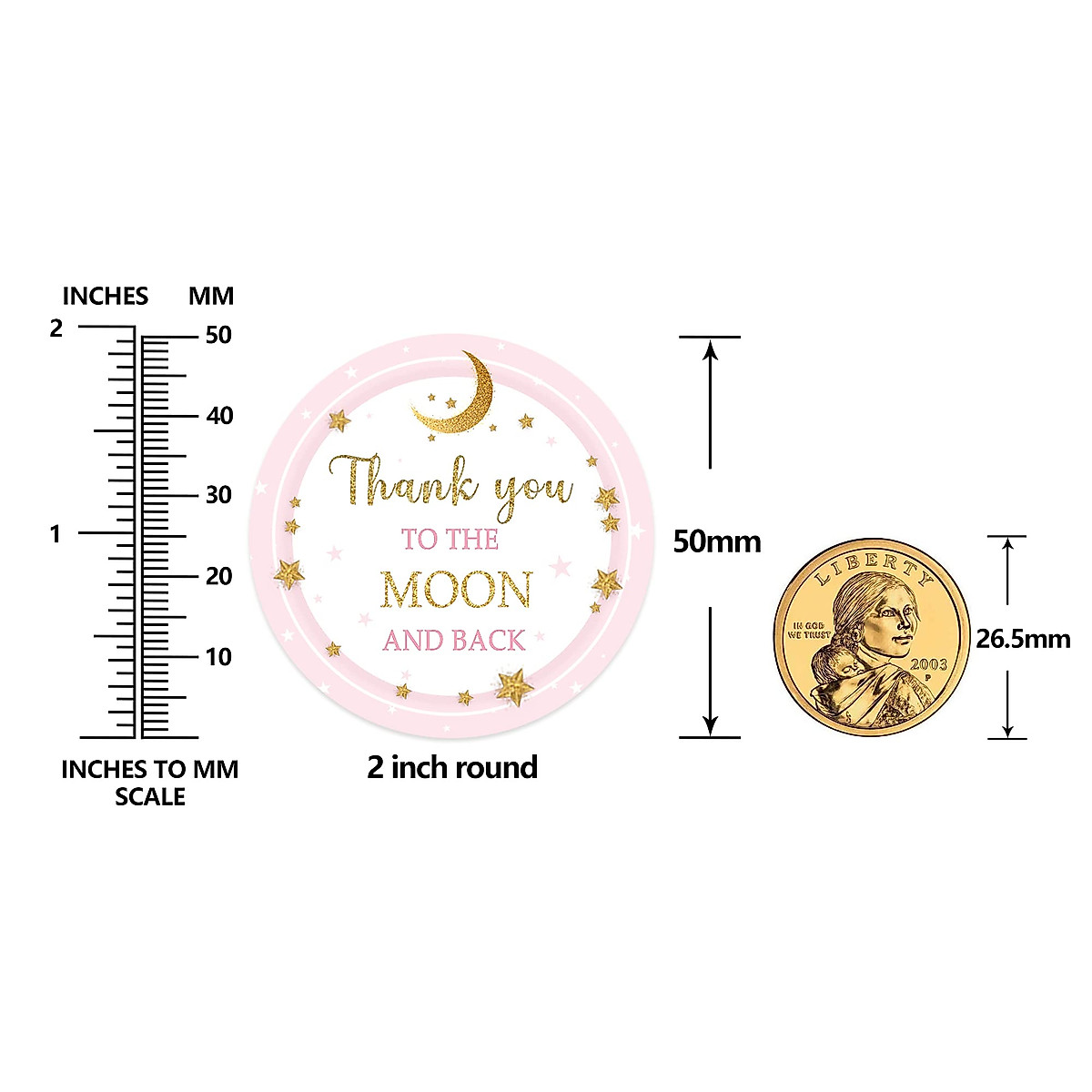 80 Twinkle Twinkle Little Star Stickers, Baby Shower Twinkle Little Star Stickers, Girl Pink Baby Shower Thank You Stickers(2 Inch)