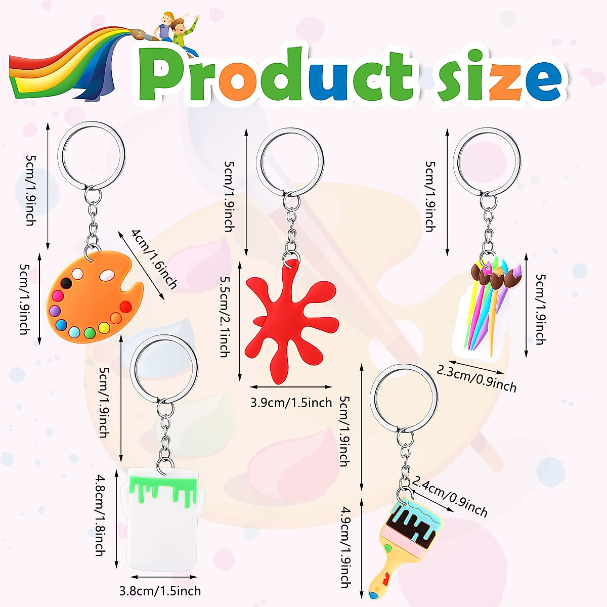 Tudomro Art Paint Party Favors Keychain Art Paint Splatter Palette Brush Keychain for Kids Artist Party Gift Supplies(30 Pieces)