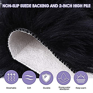Molain 25 cm Fluffy Rug Faux Fur Carpet Baby Photoshoot Props Holder Small Mini Square Rugs for Bedroom Livingroom Photography Photo Under Nail Mat Table Locker Desk Chair Pad Cover (Black)