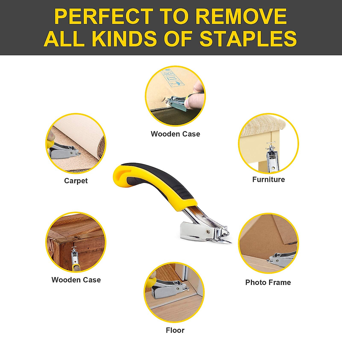 Staple Remover, Staple Puller Tool with Ergonomic Handle, Upholstery and Construction Heavy Duty Staple Removers for Removing All Kinds of Nails in Furniture, Floor, Wooden Box, Photo Frame, Carpet