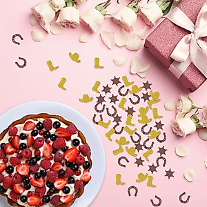 Helewilk Glitter Cowboy Confetti, Western Theme Birthday/Baby Shower/Wedding Party Table Decorations, Wild West Kids Boys Birthday Party Scatters Confetti, Western Cowboy Party DIY Crafts Supplies