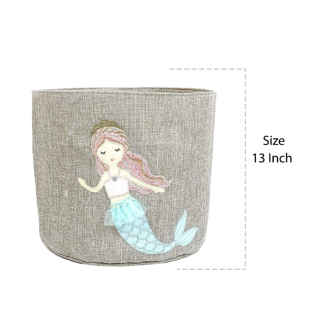 MON AMI Premium Mermaid Round Storage Basket – 13”, Small Storage Bins for Kids, Shelves, Organizing, Baby Toy Organizers and Nursery Storage